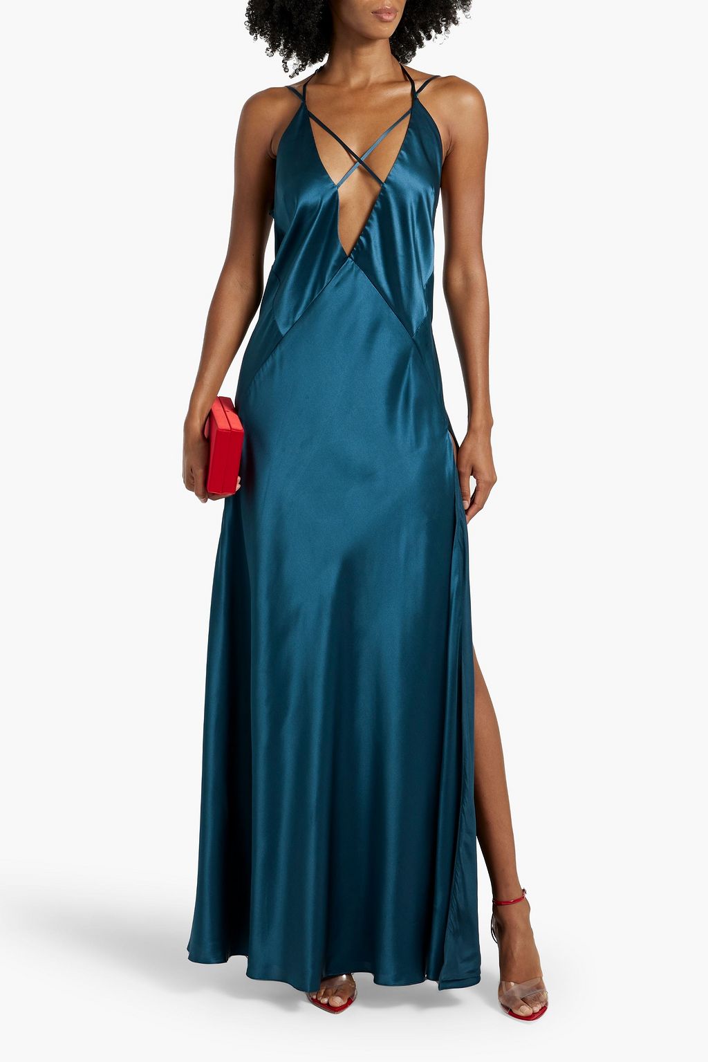 MICHELLE MASON Silk-satin Maxi Dress with Strap Details – Luxury ...
