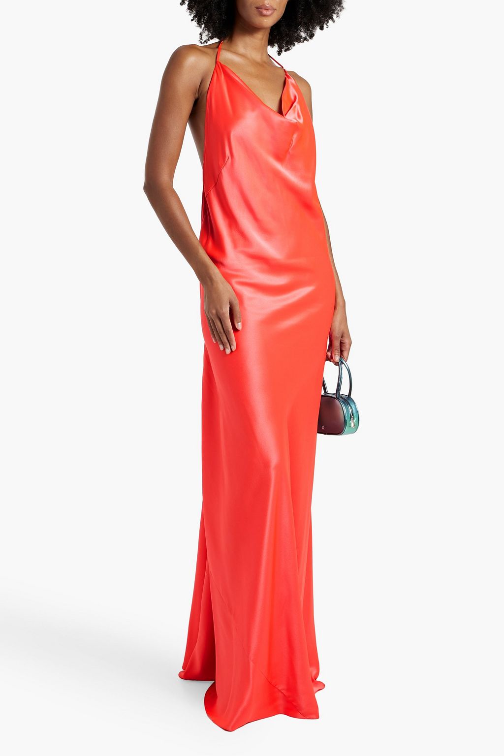 MICHELLE MASON Silk-Satin Draped Maxi Slip Dress – Elegant Evening Gown ...